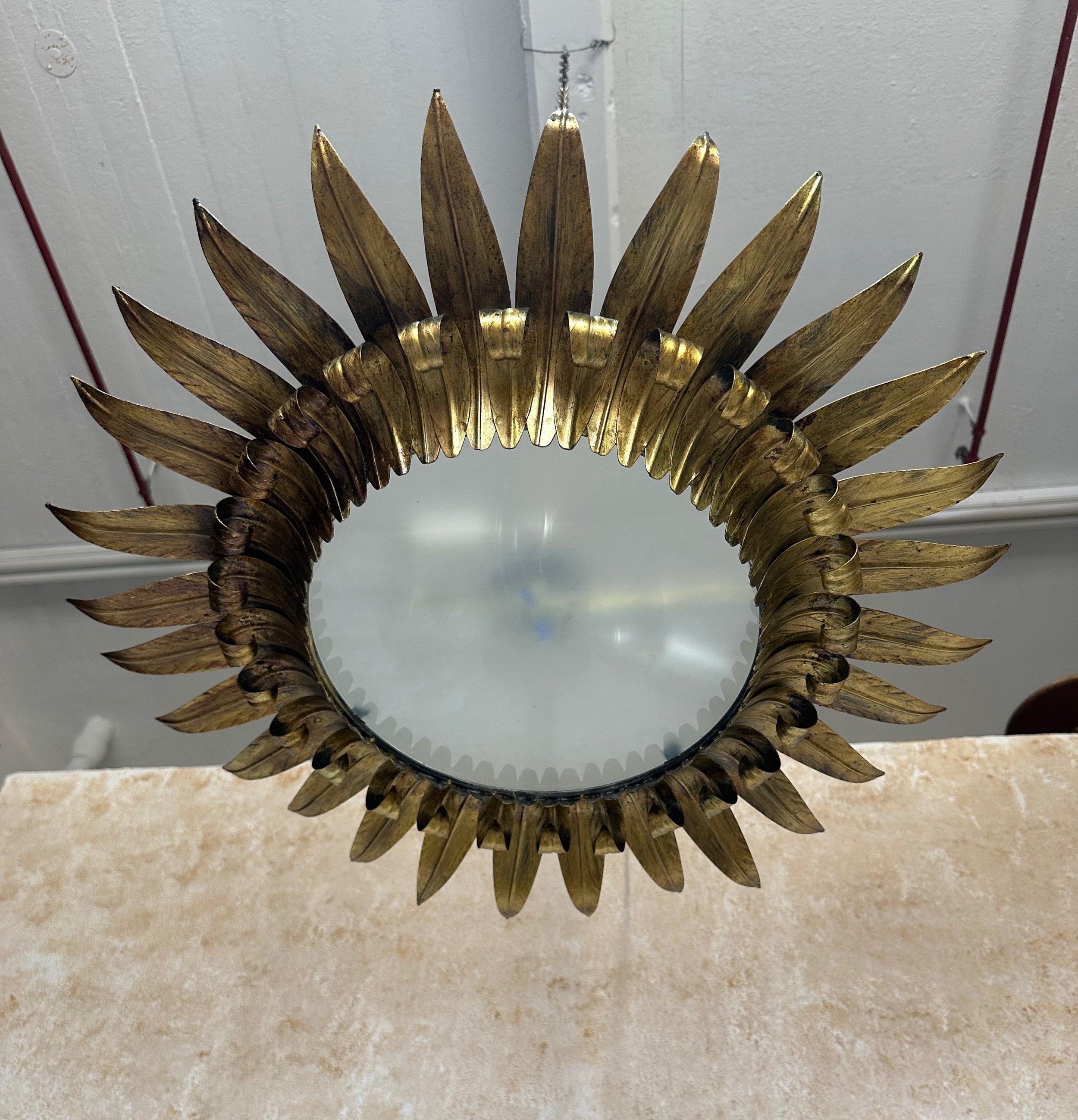 Large Spanish Gilt Metal Ceiling Fixture For Sale at 1stDibs
