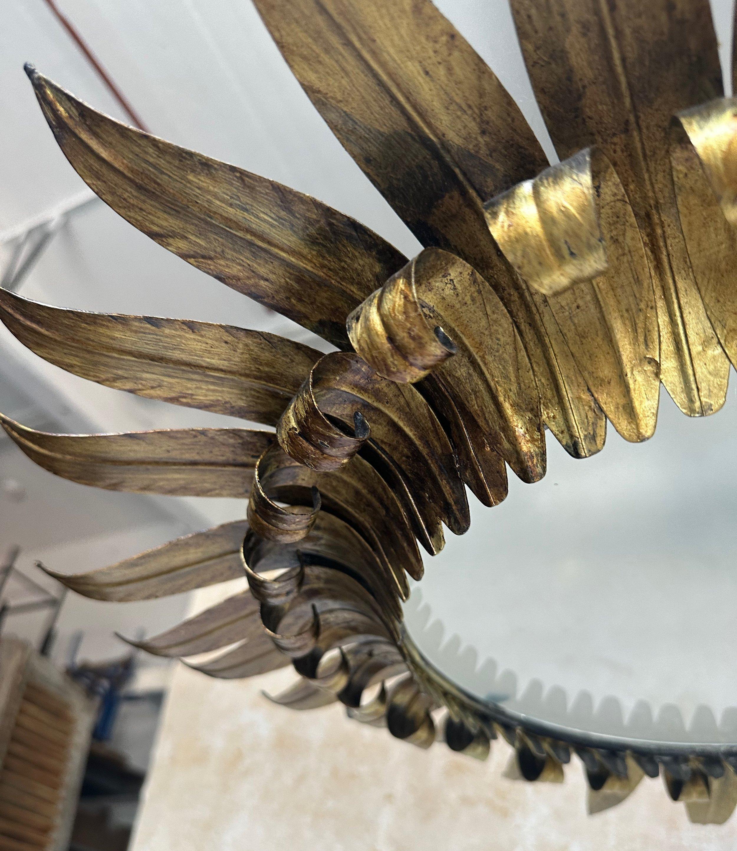 Large Spanish Gilt Metal Ceiling Fixture For Sale at 1stDibs