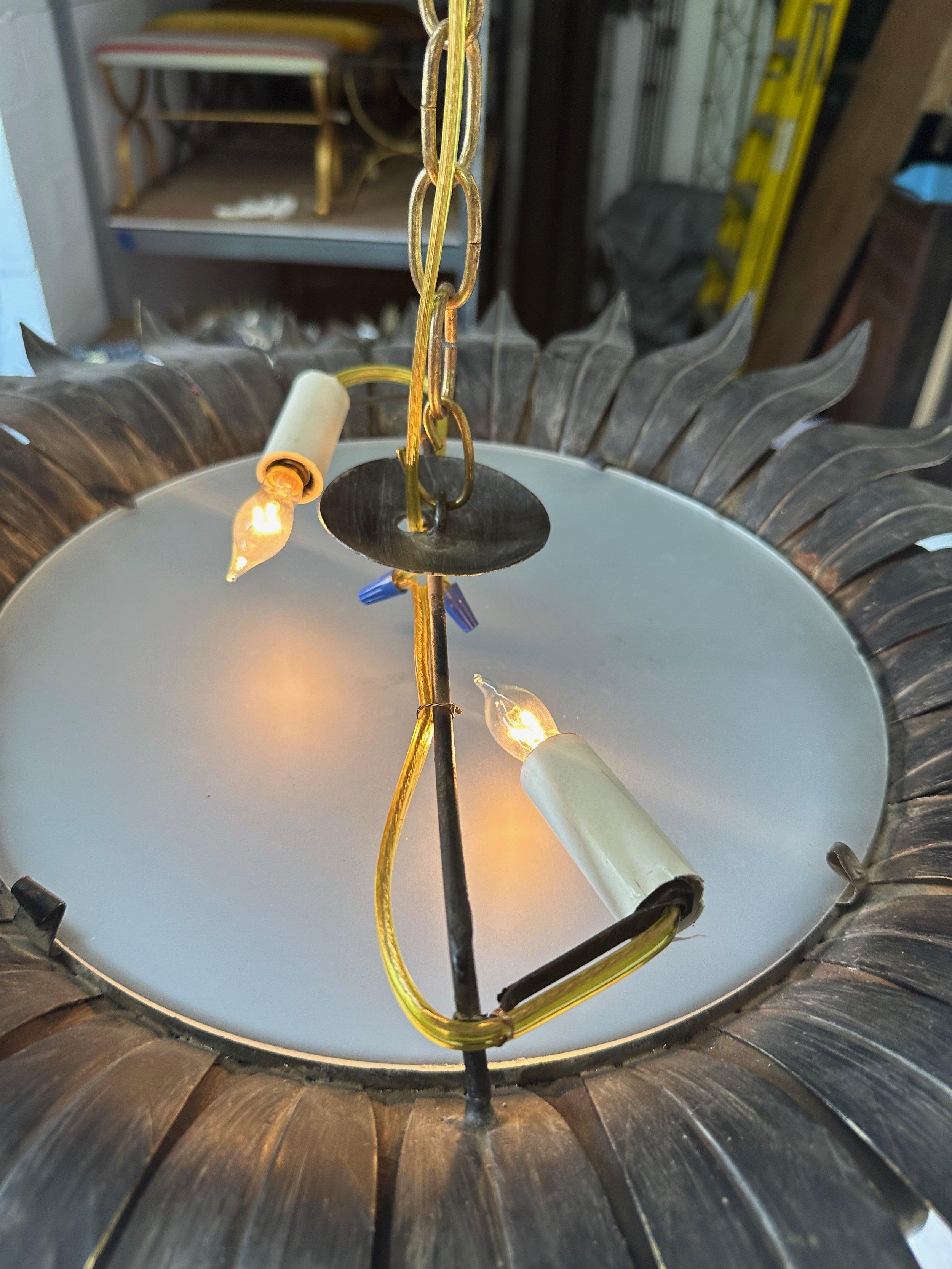 Large Spanish Gilt Metal Ceiling Fixture For Sale at 1stDibs