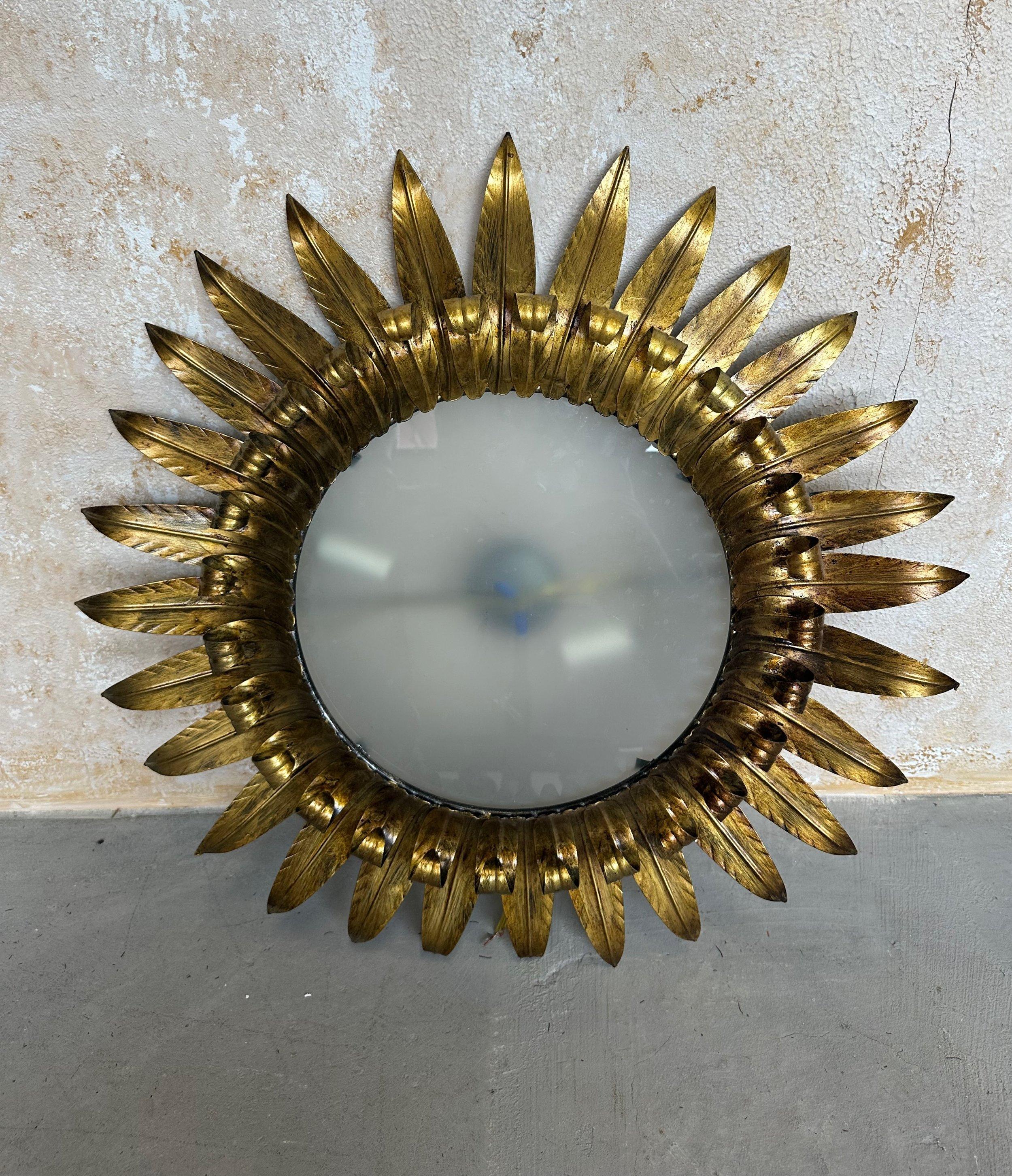 Large Spanish Gilt Metal Ceiling Fixture For Sale at 1stDibs