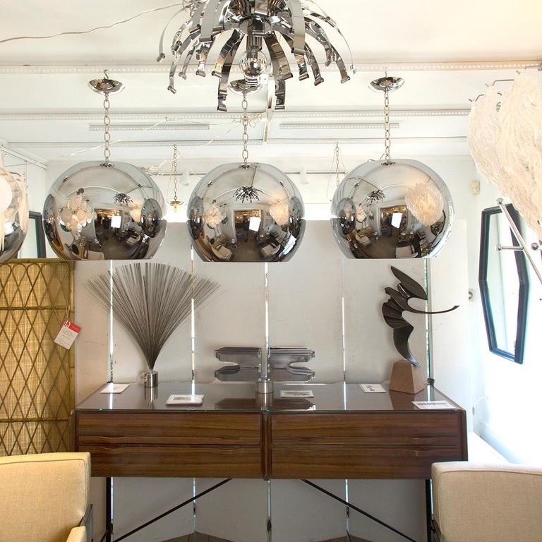 Large Spherical Chrome Pendant For Sale at 1stDibs
