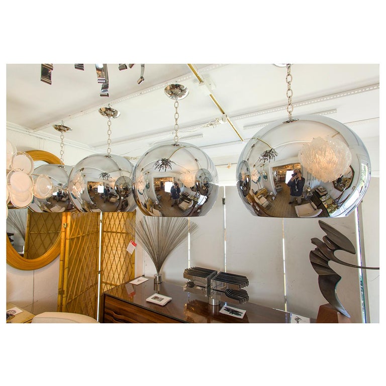 Large Spherical Chrome Pendant For Sale at 1stDibs