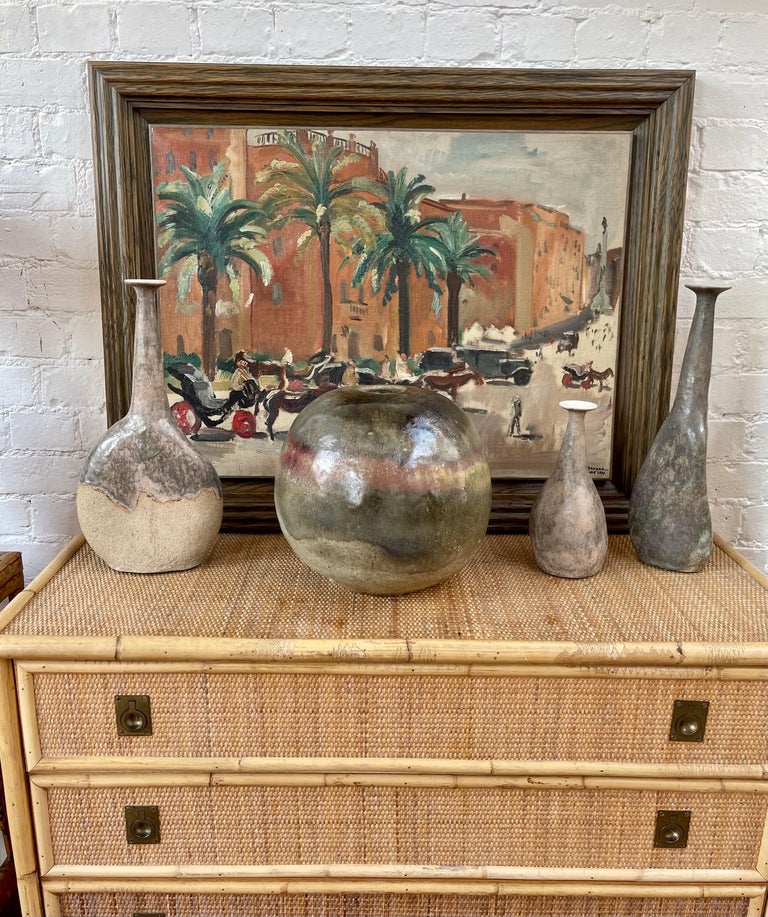 Large Spherical Stoneware Flower Vase by Ingeborg and Bruno Asshoff 'c ...