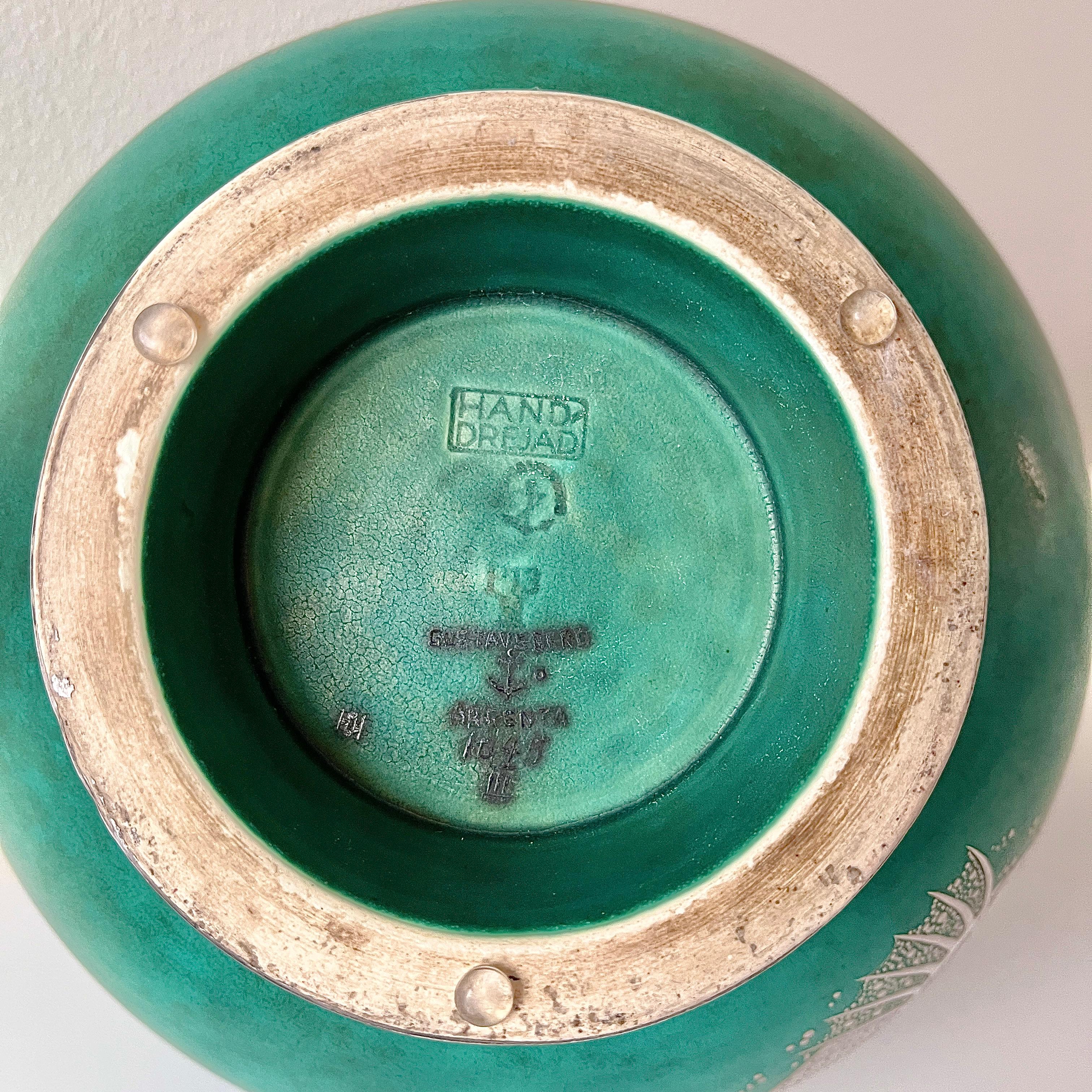 Large spherical stoneware vase fish motif "Argenta"-series ...