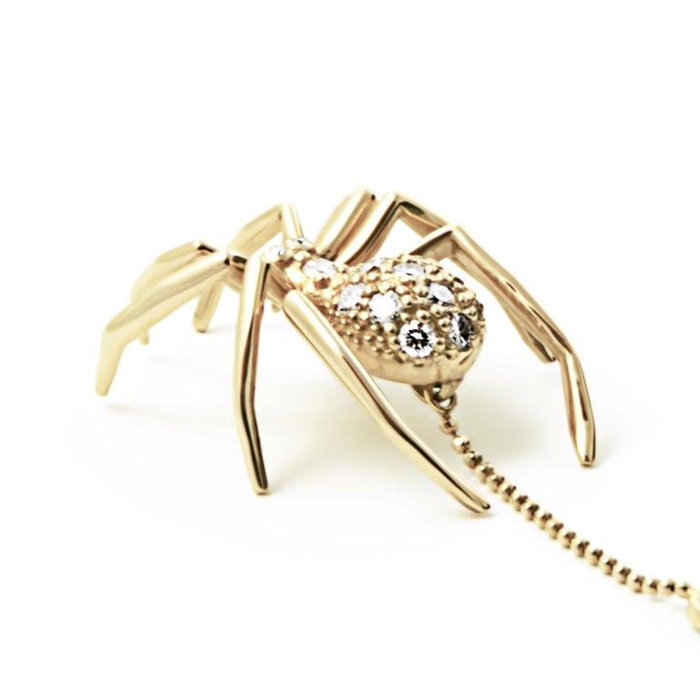 Large Spider Lariat Necklace Yellow Gold Plated White Sapphires For ...