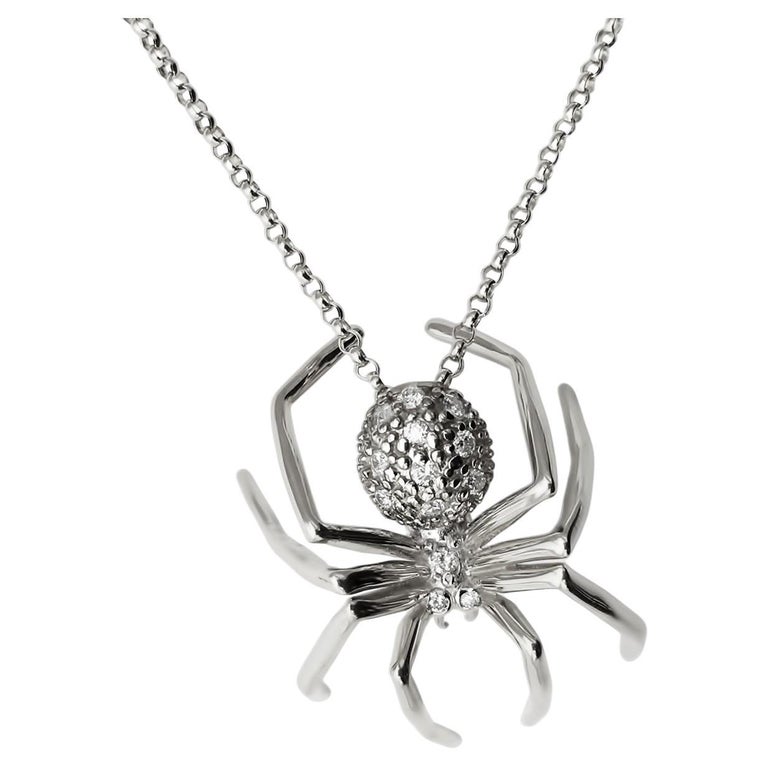 Large Spider Pendant White Gold Diamonds For Sale at 1stDibs