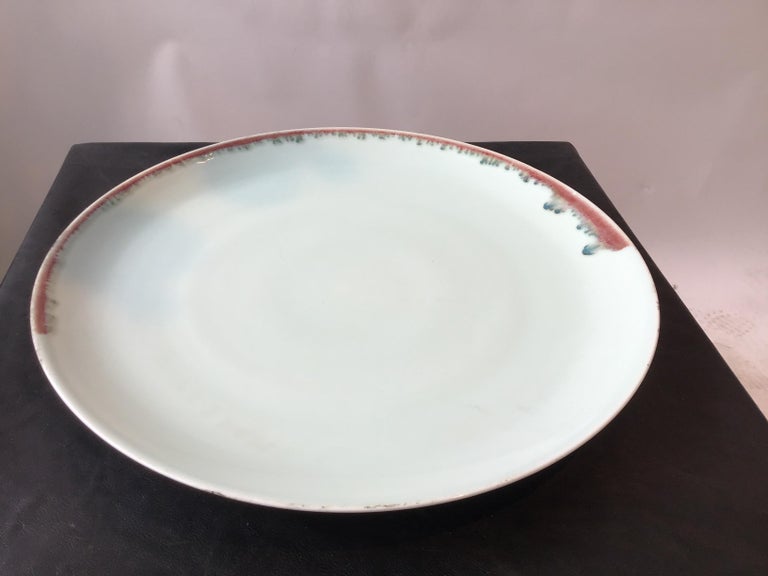 Large Spin Ceramics Dish with Red Accents For Sale at 1stDibs