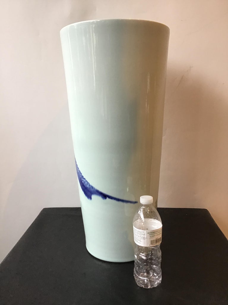 Large Spin Ceramics Vase with Blue Swirl For Sale at 1stDibs