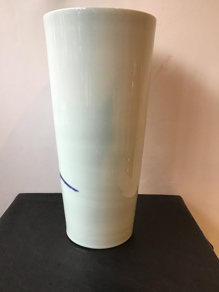 Large Spin Ceramics Vase with Blue Swirl For Sale at 1stDibs