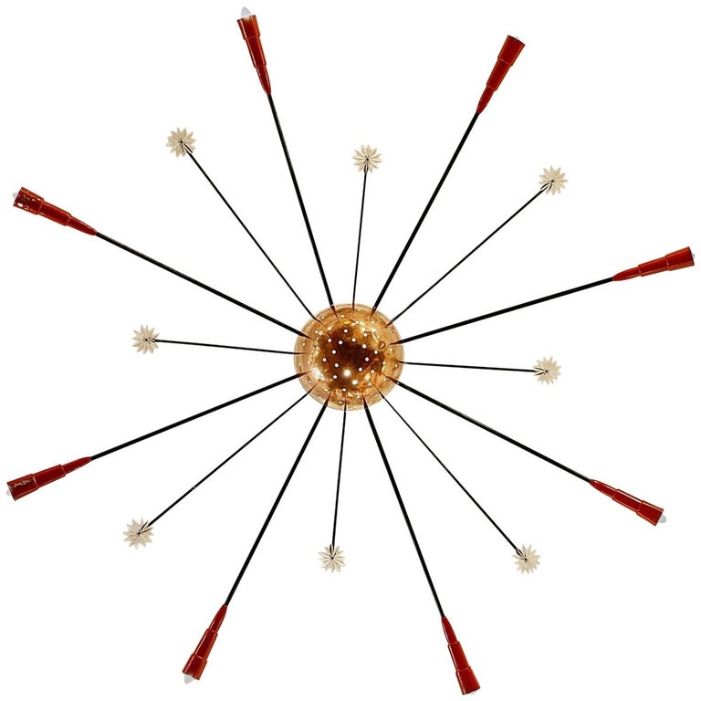 Mid-Century Modern Large Sputnik Ceiling Lamp, 3 Available at 1stDibs