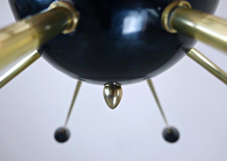 Large Sputnik Ceiling Light, Brass and Metal, 1960s For Sale at 1stDibs