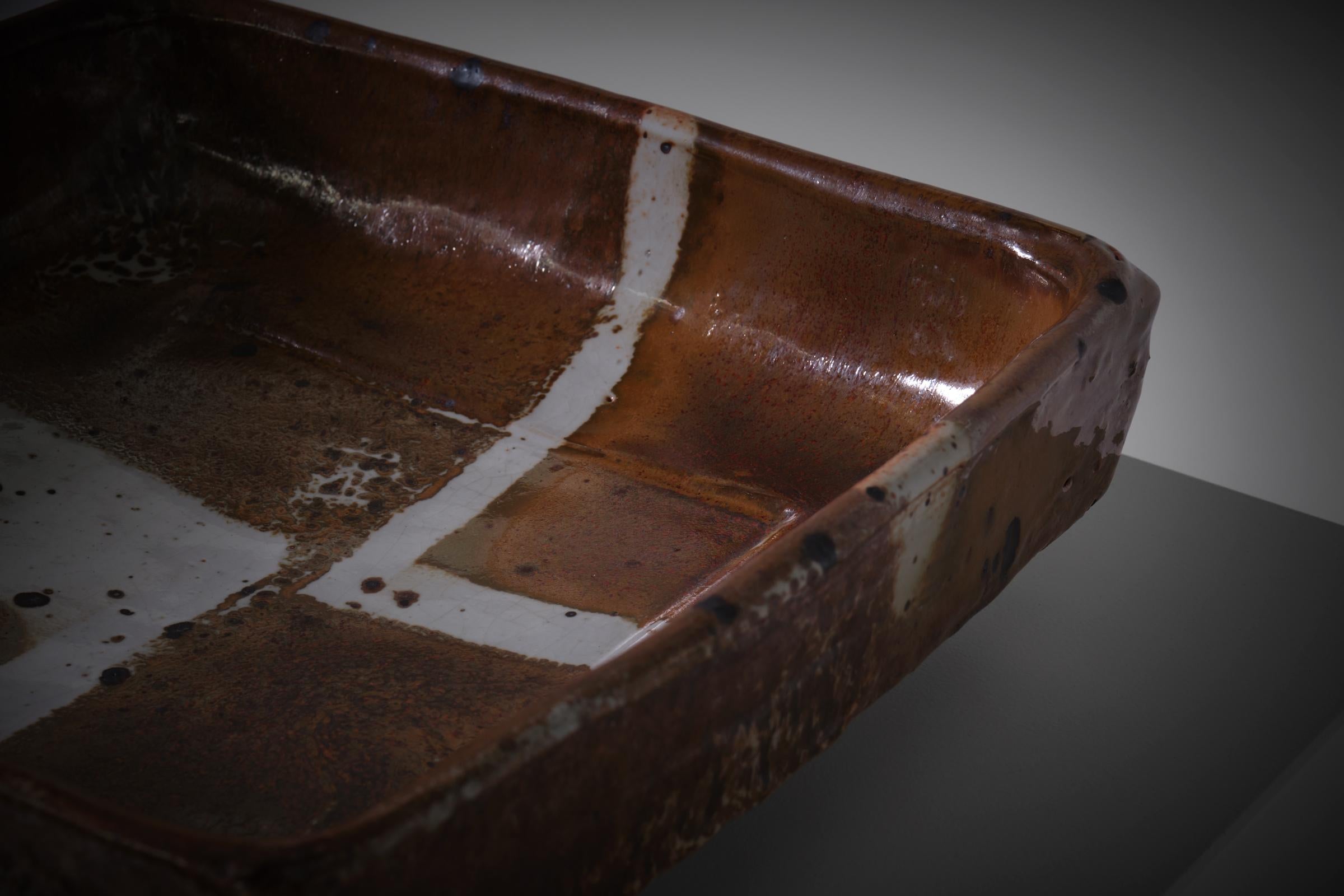Large Square Ceramic Bowl by Gustave Tiffoche, France 1970s For Sale at ...