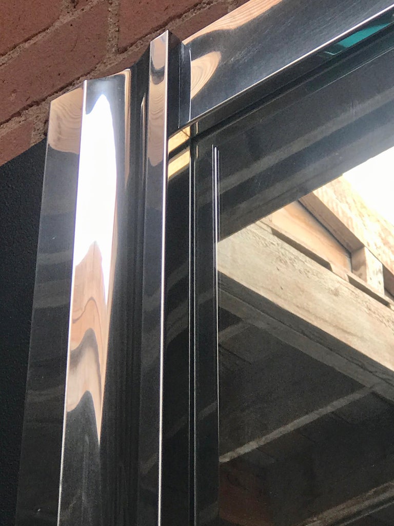 Large Square Chrome Wall Mirror, Italy, 1970s at 1stDibs
