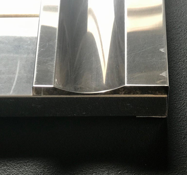 Large Square Chrome Wall Mirror, Italy, 1970s at 1stDibs