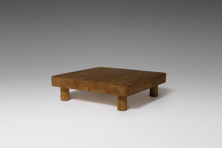 Large Square Coffee Table in Sold Pine at 1stDibs