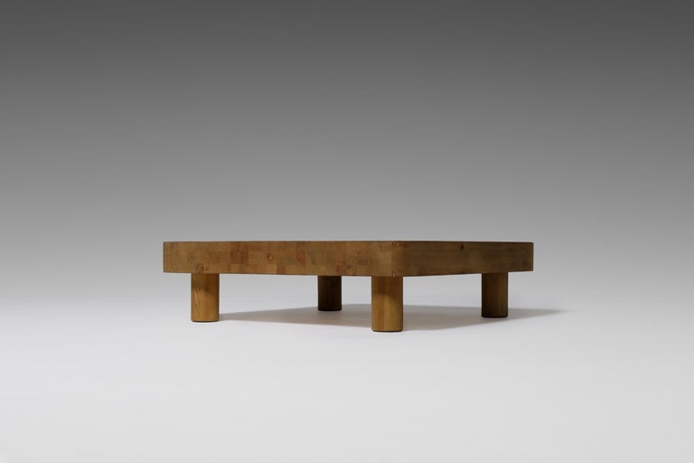 Large Square Coffee Table in Sold Pine at 1stDibs