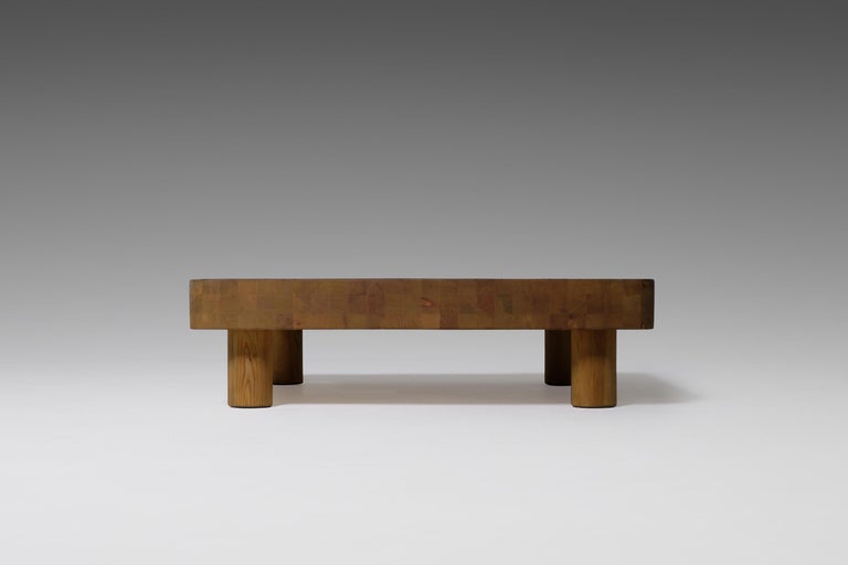 Large Square Coffee Table in Sold Pine at 1stDibs