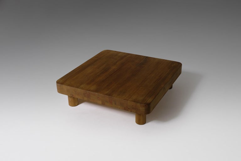 Large Square Coffee Table in Sold Pine at 1stDibs