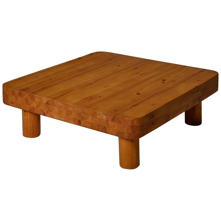 Large Square Coffee Table in Solid Pine at 1stDibs