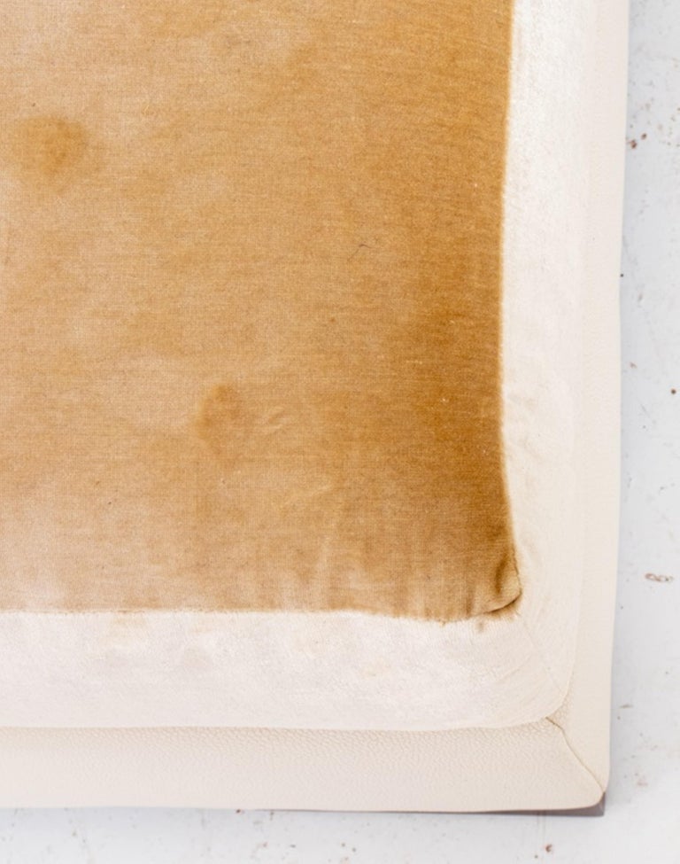 Large Square Cream Velours Ottoman For Sale at 1stDibs
