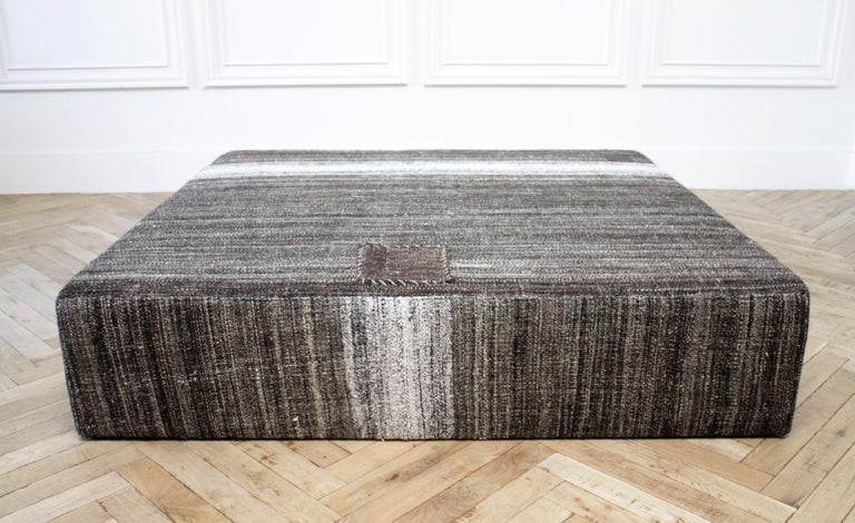 Large Square Custom Made Turkish Rug Cocktail Ottoman at 1stDibs