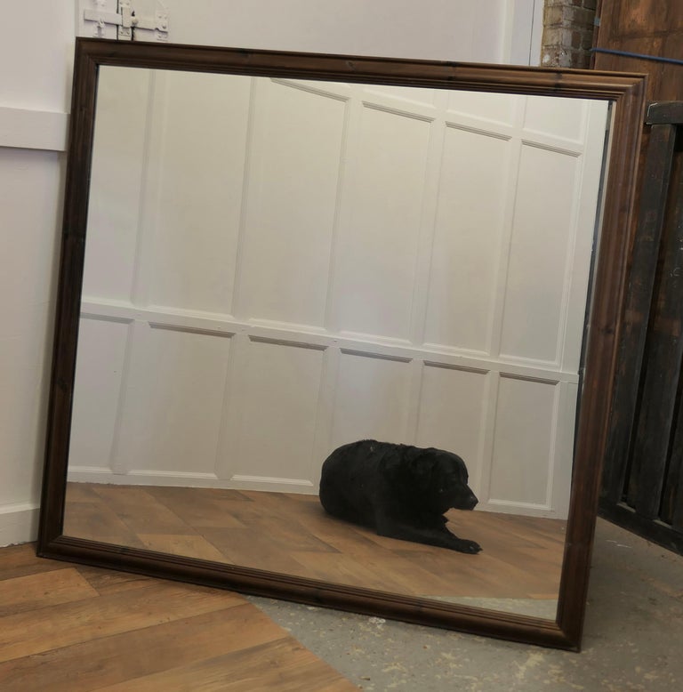 Large Square Framed Wall Mirror the Old Dark Pine Frame For Sale at 1stDibs