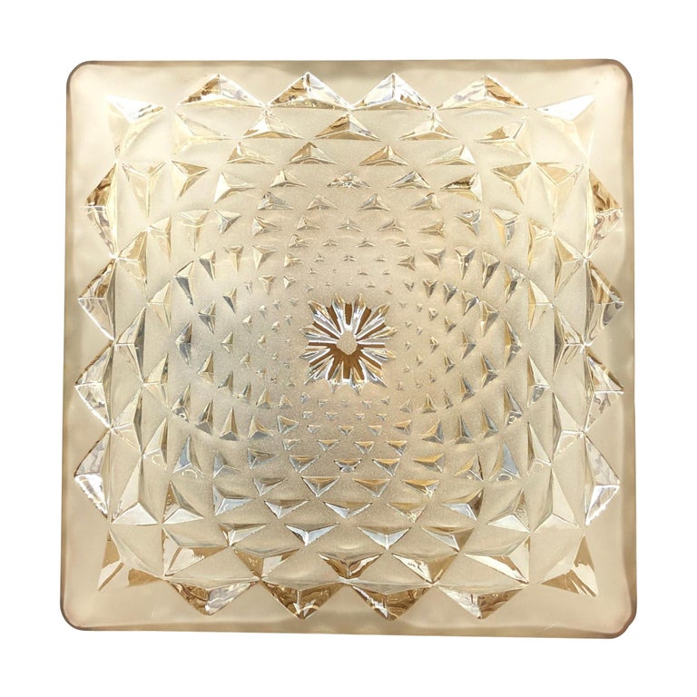 Large Square Glass Flush Mount Ceiling Light Honsel Leuchten, Germany ...