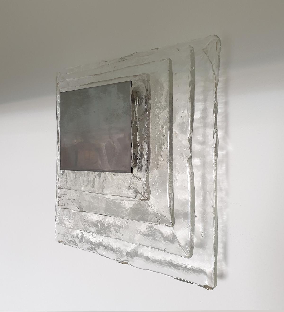 Mid Century Modern Murano Glass Large Square Sconces, by Mazzega - a ...