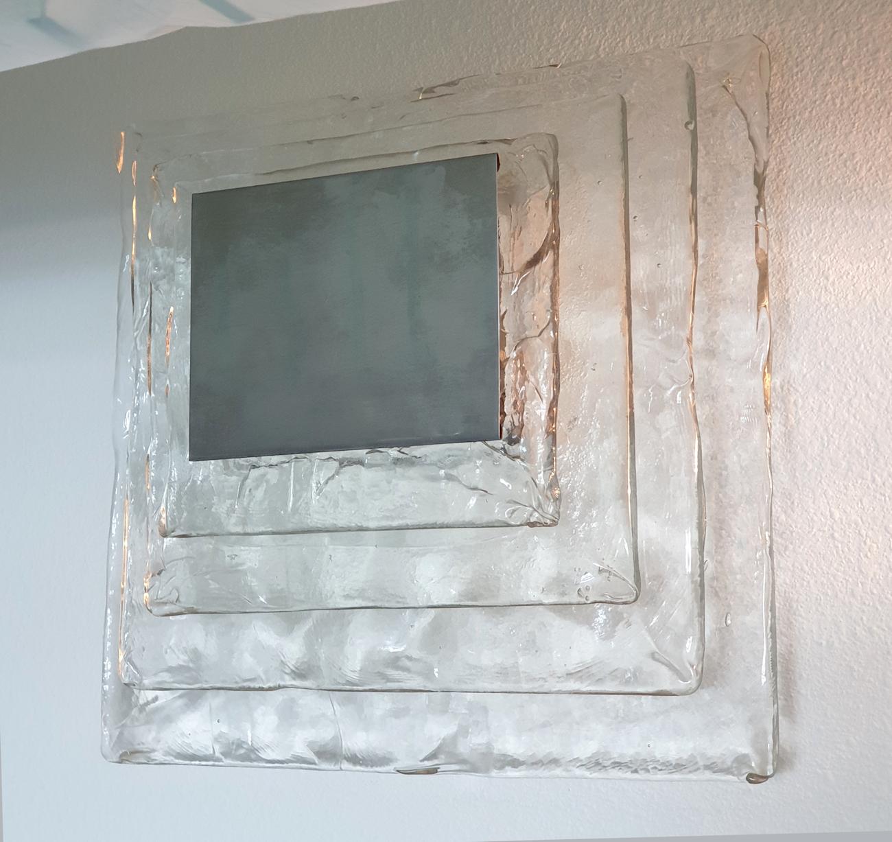 Mid Century Modern Murano Glass Large Square Sconces, by Mazzega - a ...