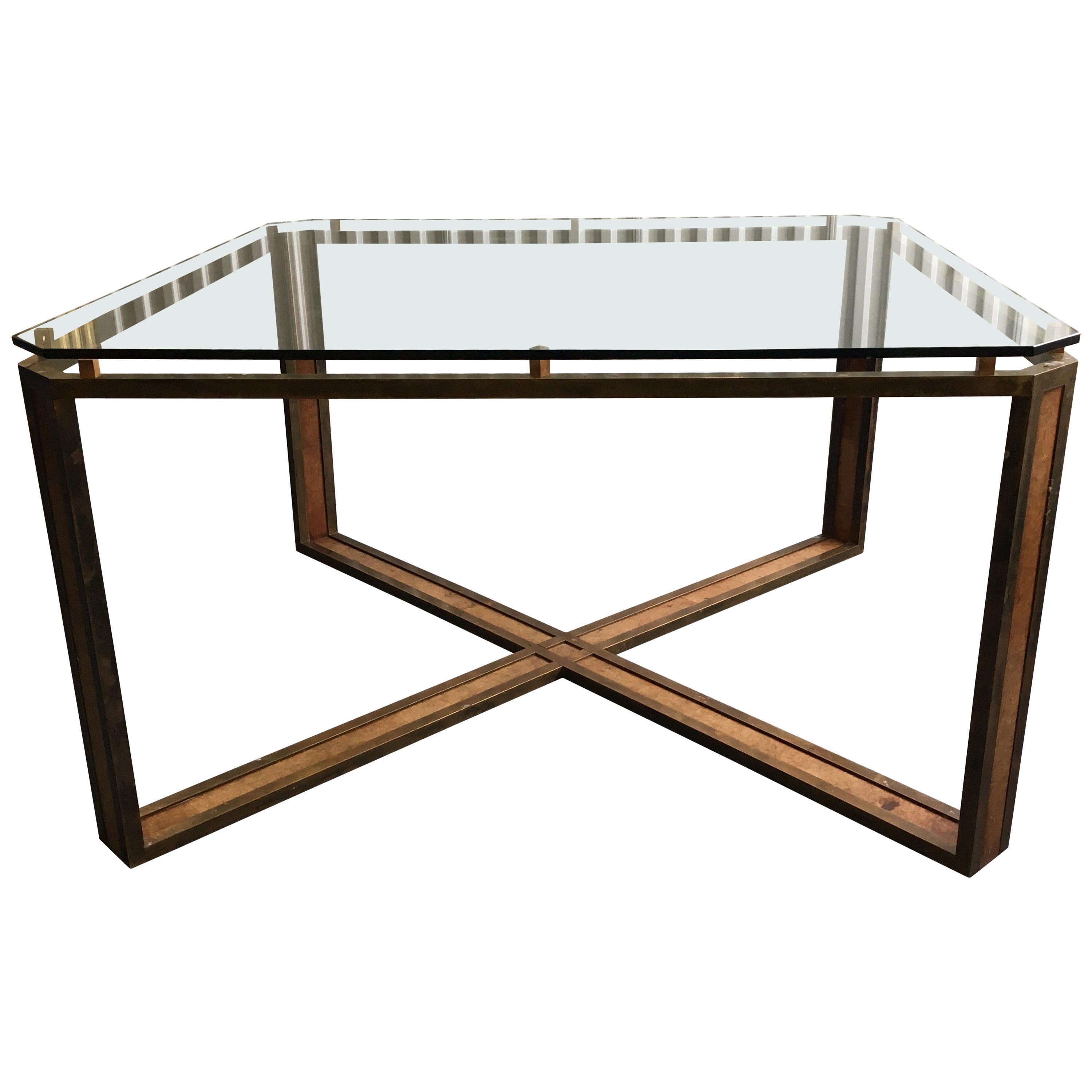 Long Midcentury Capiz Shell Top Coffee Table For Sale at 1stDibs