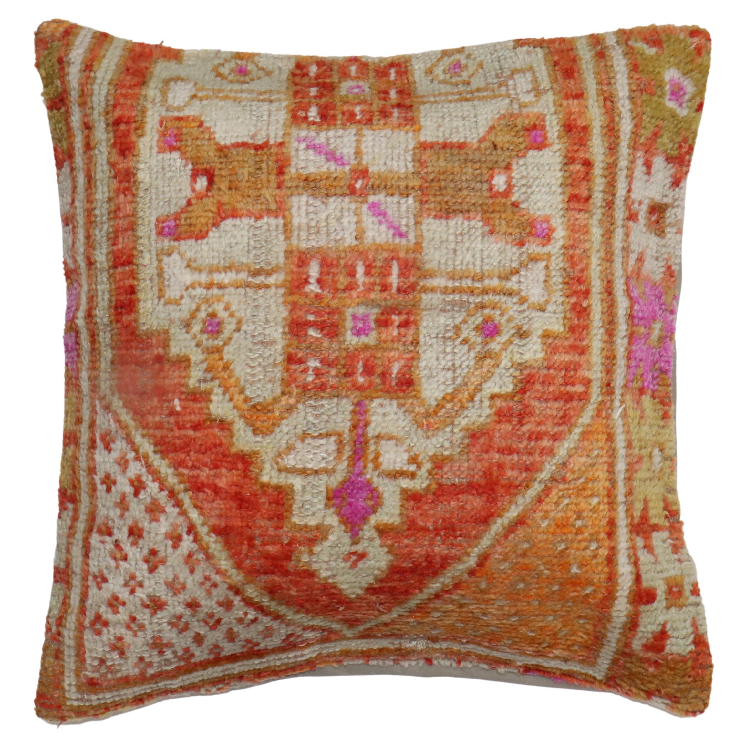 Pair of Woven Turkish Orange and Green Decorative Square Pillows For ...