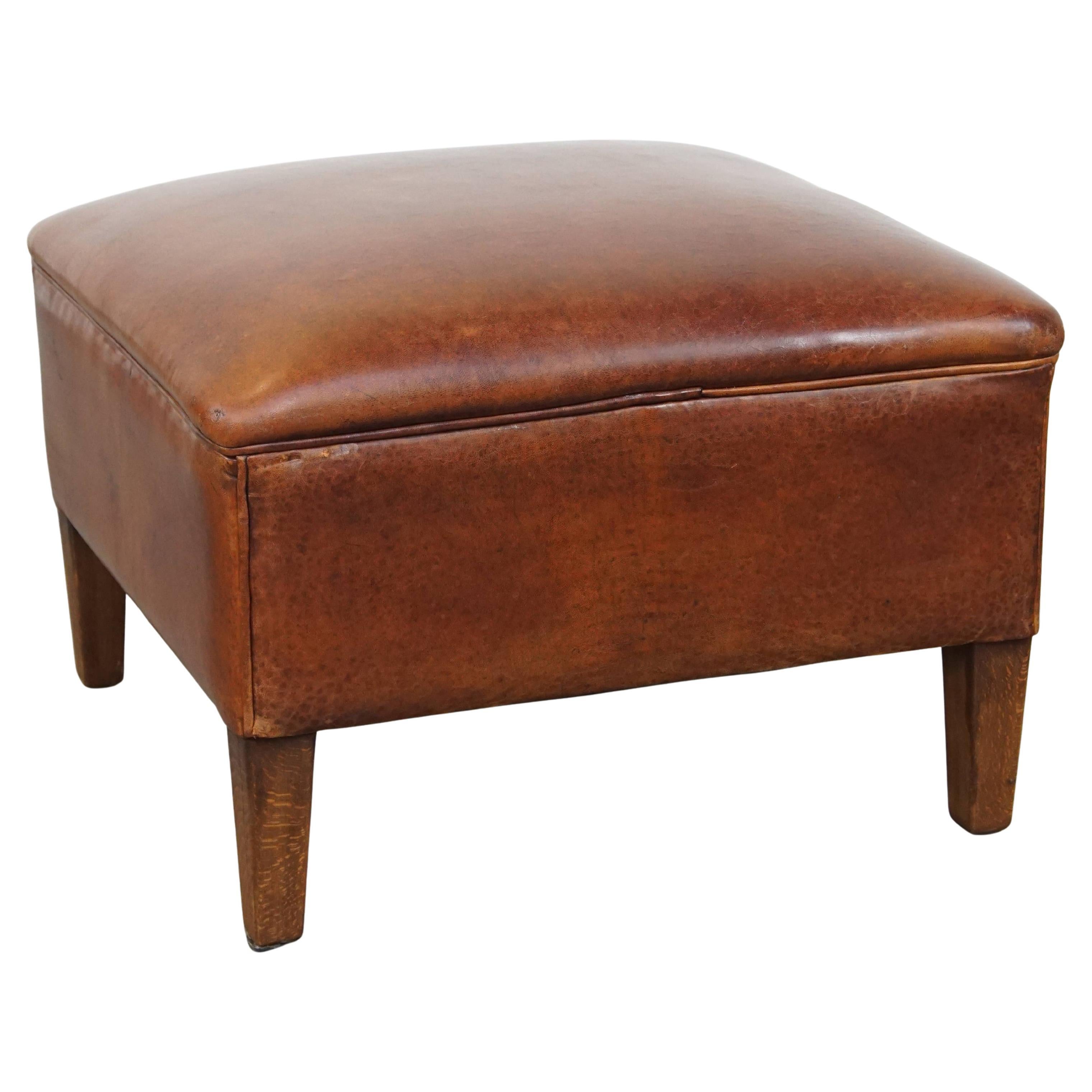 Custom Made Sheepskin Covered Ottoman at 1stDibs | custom made ottoman ...