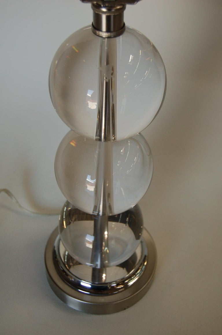 Large Stacked Three Large Crystal Ball Table Lamp For Sale at 1stDibs ...
