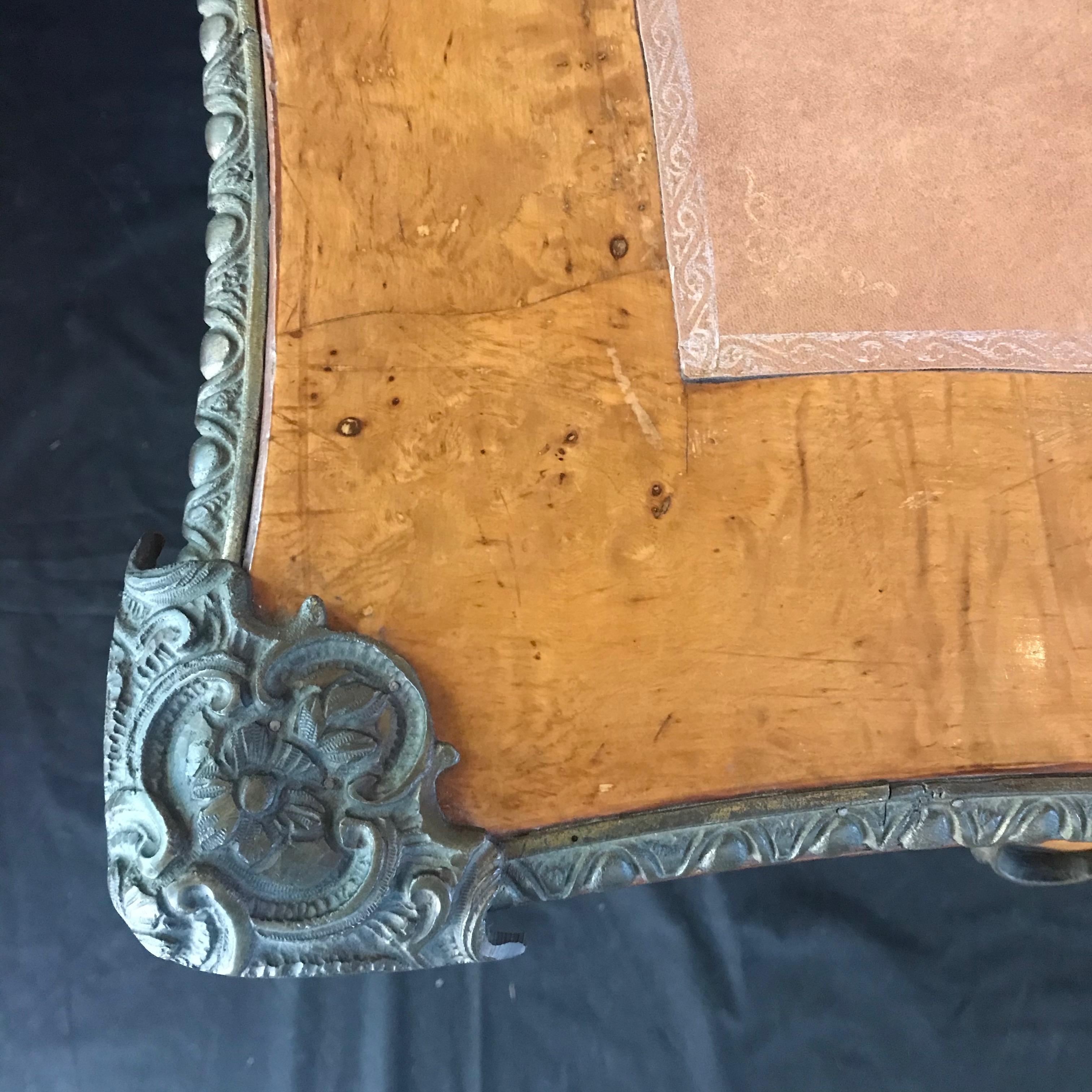 Large Stately French Louis XV Style Bureau Plat Burled Desk or Writing ...