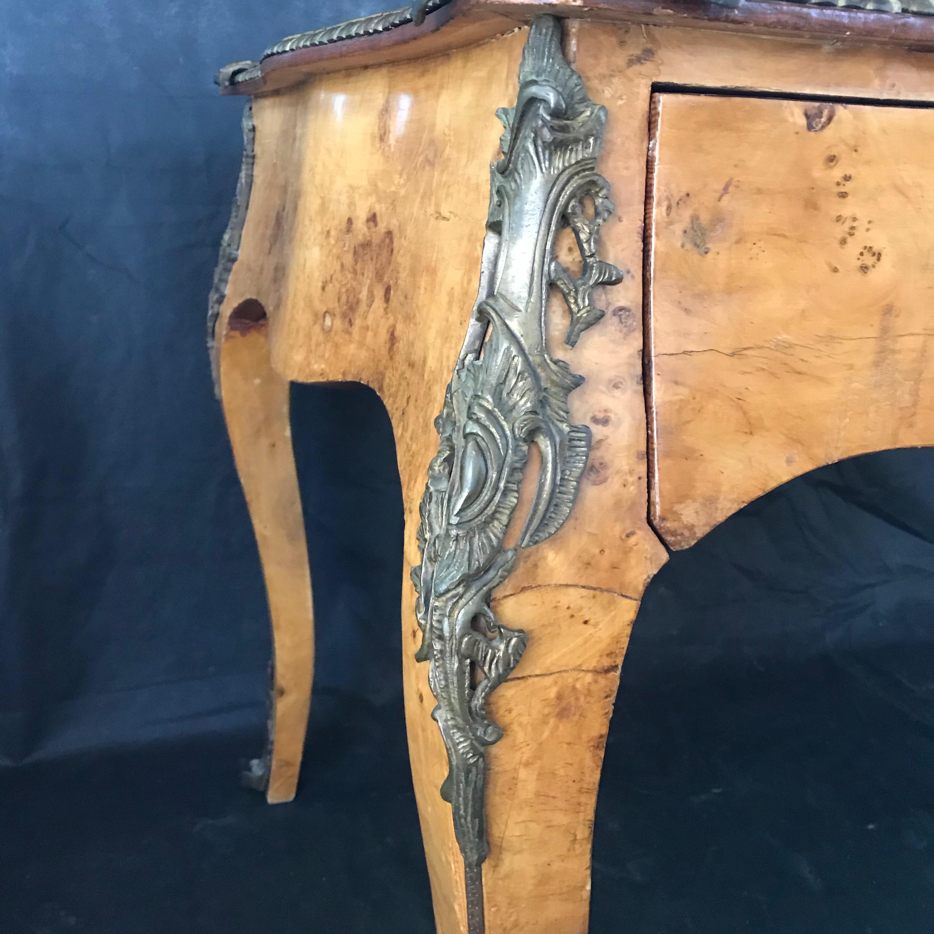 Large Stately French Louis XV Style Bureau Plat Burled Desk or Writing ...