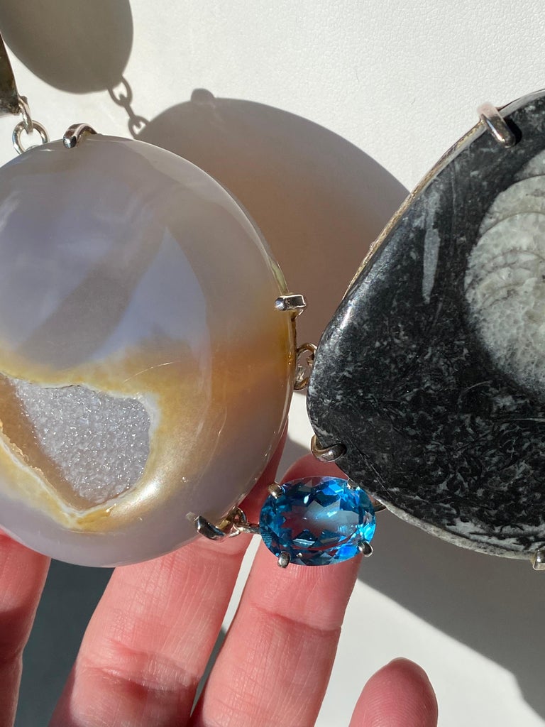 Large Statement Gemstone Necklace in Sterling Silver at 1stDibs | large ...