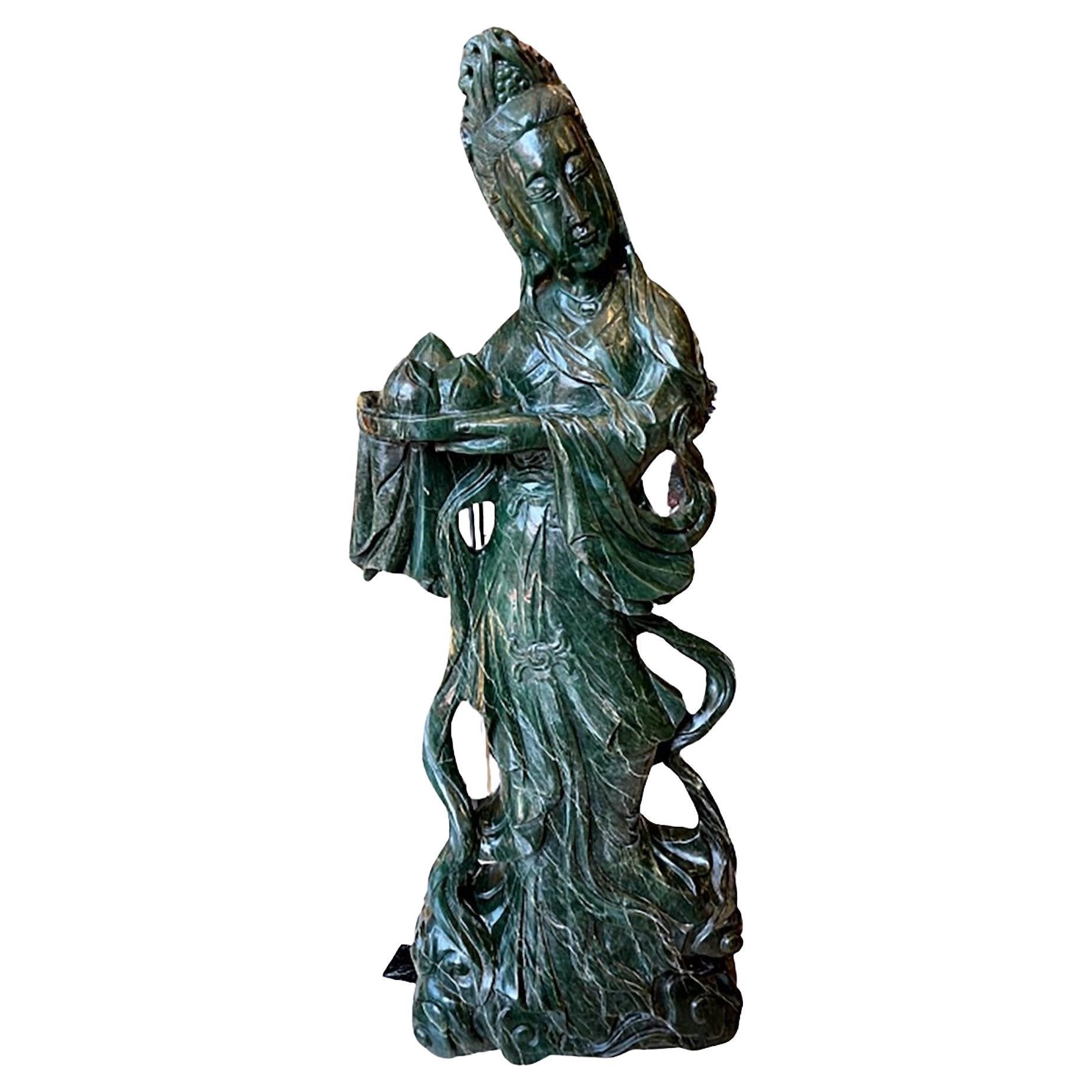 Japanese Important Stone Kanon Guan Yin Beautiful Face and Adoration ...