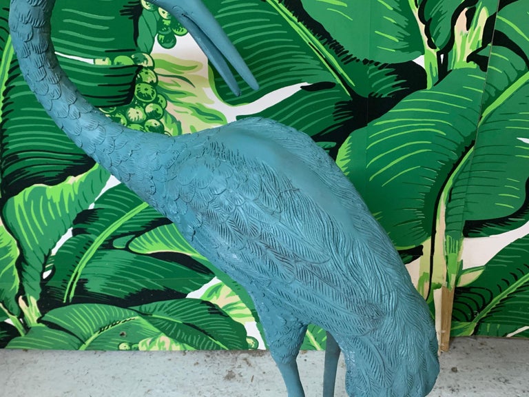 Large Steel Egret Garden Statues, a Pair For Sale at 1stDibs