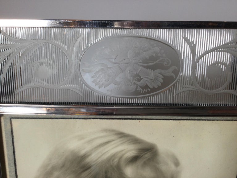 Large Sterling Silver and Hawkes Engraved Glass Picture Frame For Sale ...