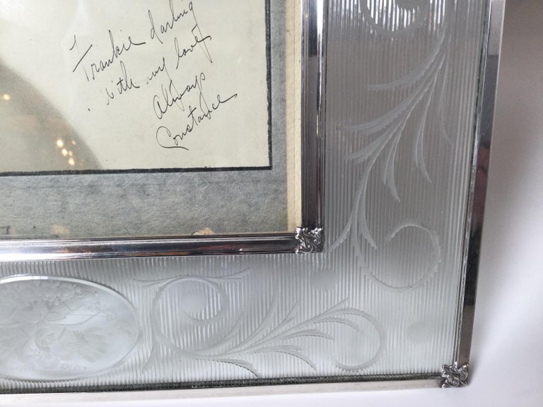 Large Sterling Silver and Hawkes Engraved Glass Picture Frame For Sale ...