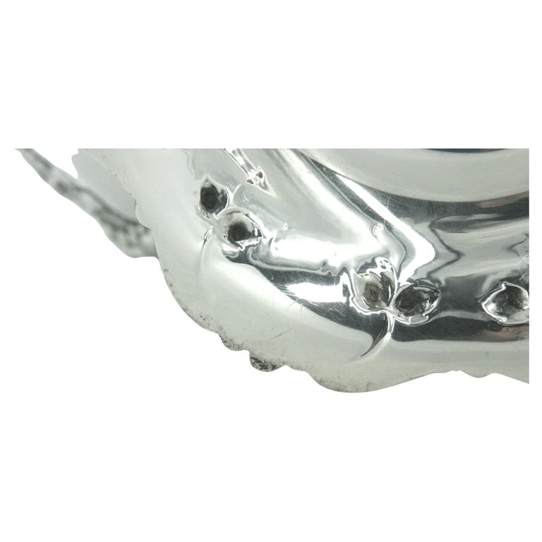 Large Sterling Silver Decorative Footed Bowl For Sale at 1stDibs