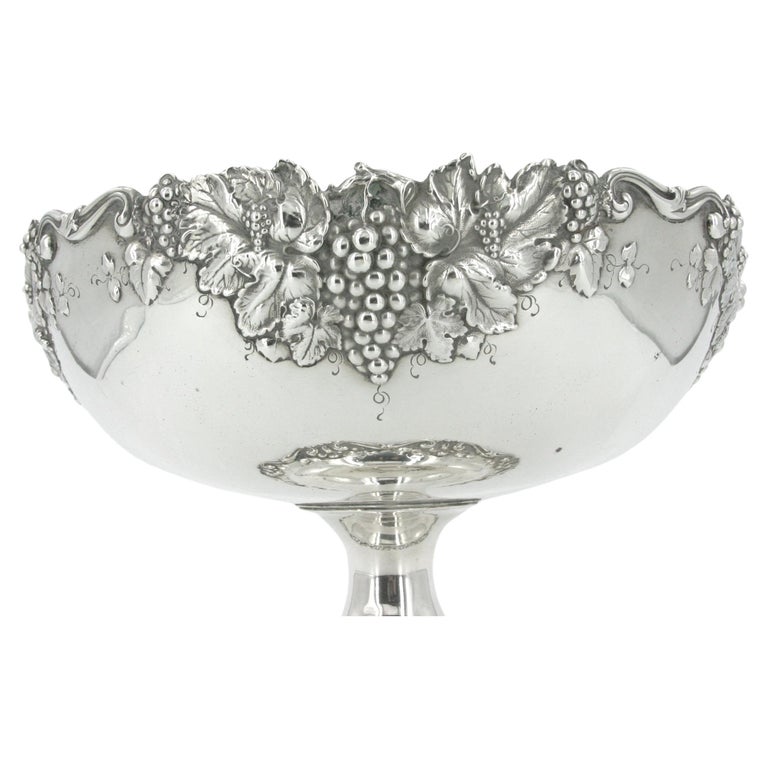 Large Sterling Silver Decorative Footed Bowl For Sale at 1stDibs