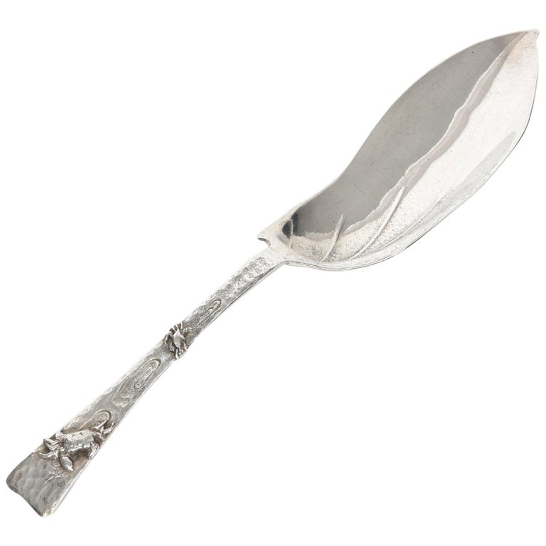 Large Sterling Silver Fish Server Serving Knife with Applied Crabs For ...