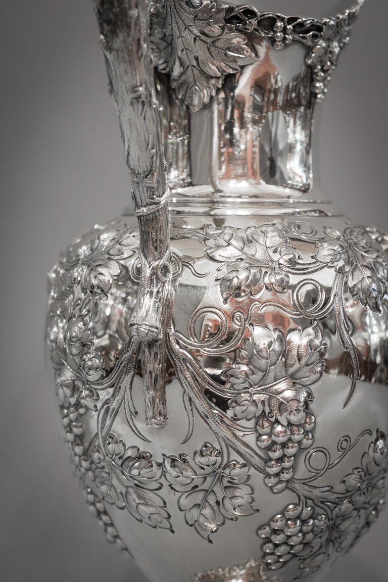 Large Sterling Silver Gilt Wine Pitcher, circa 1900 For Sale at 1stDibs
