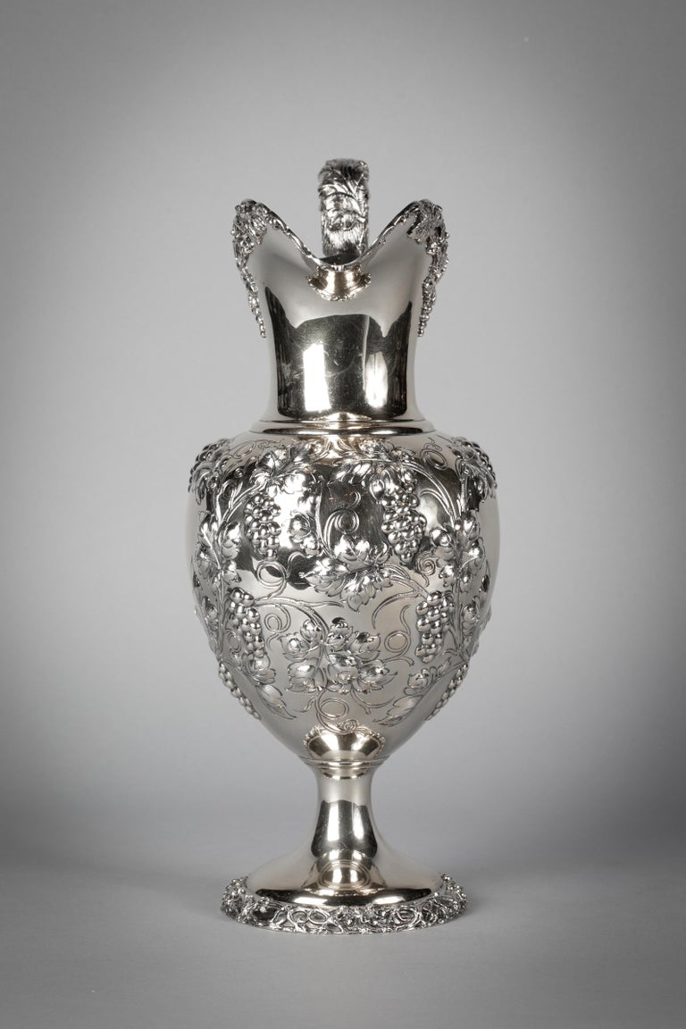 Large Sterling Silver Gilt Wine Pitcher, circa 1900 For Sale at 1stDibs