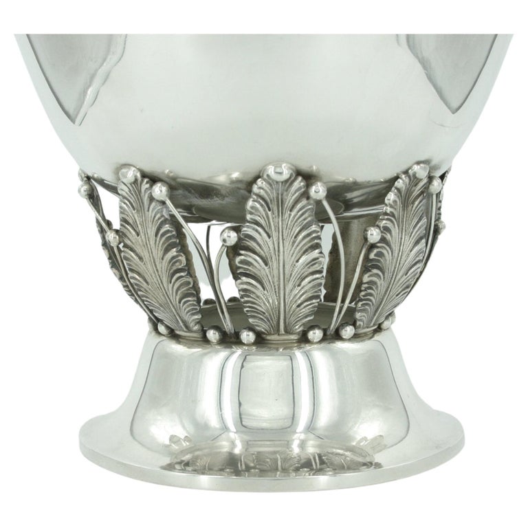 Large Sterling Silver Handled Punch Bowl For Sale at 1stDibs