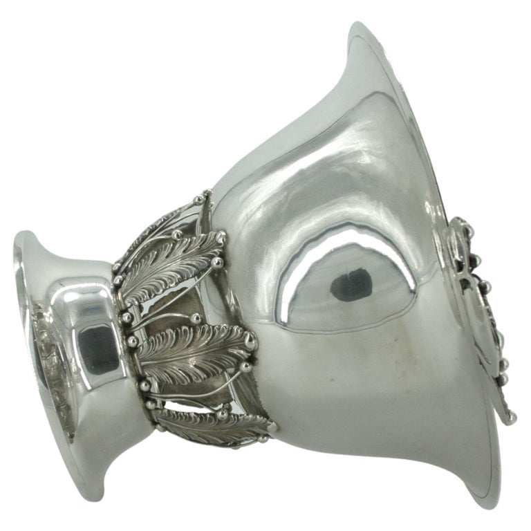 Large Sterling Silver Handled Punch Bowl For Sale at 1stDibs