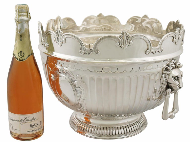 Large Sterling Silver Monteith Style Bowl by Edward Barnard and Sons ...