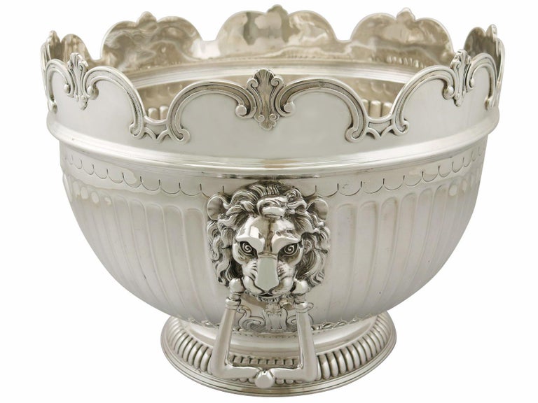 Large Sterling Silver Monteith Style Bowl by Edward Barnard and Sons ...