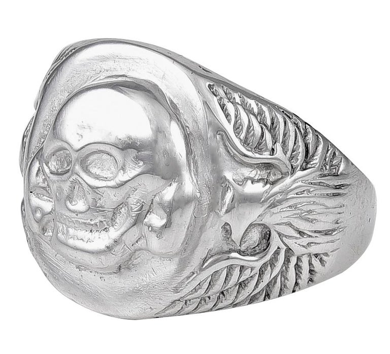 Large Sterling Silver Skull Ring For Sale at 1stDibs